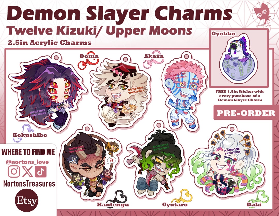 Demon Slayer Upper Moon Acrylic Charms 2.5 Inches - Etsy