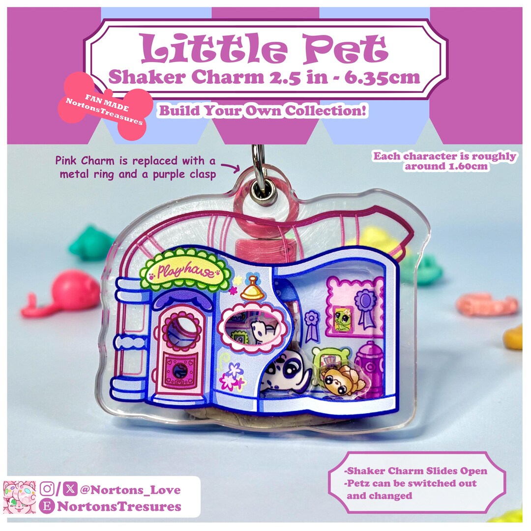 Pet Playhouse - Fan Art Acrylic Shaker Charms 2.5 Inches - Childhood ...