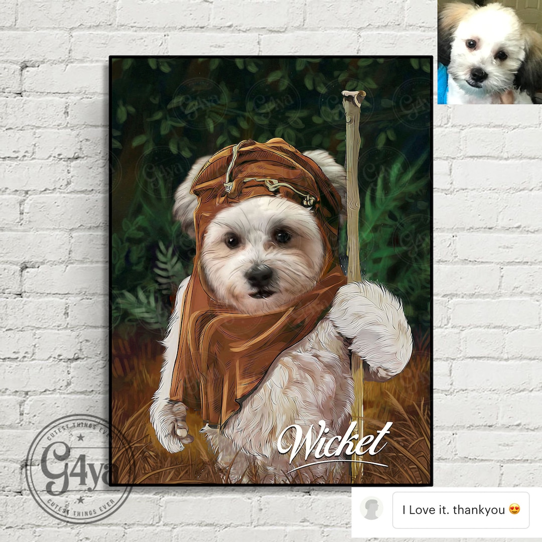 Custom Dog/cat Baby Ewok Wicket Digital File Portrait. Custom Star Wars ...