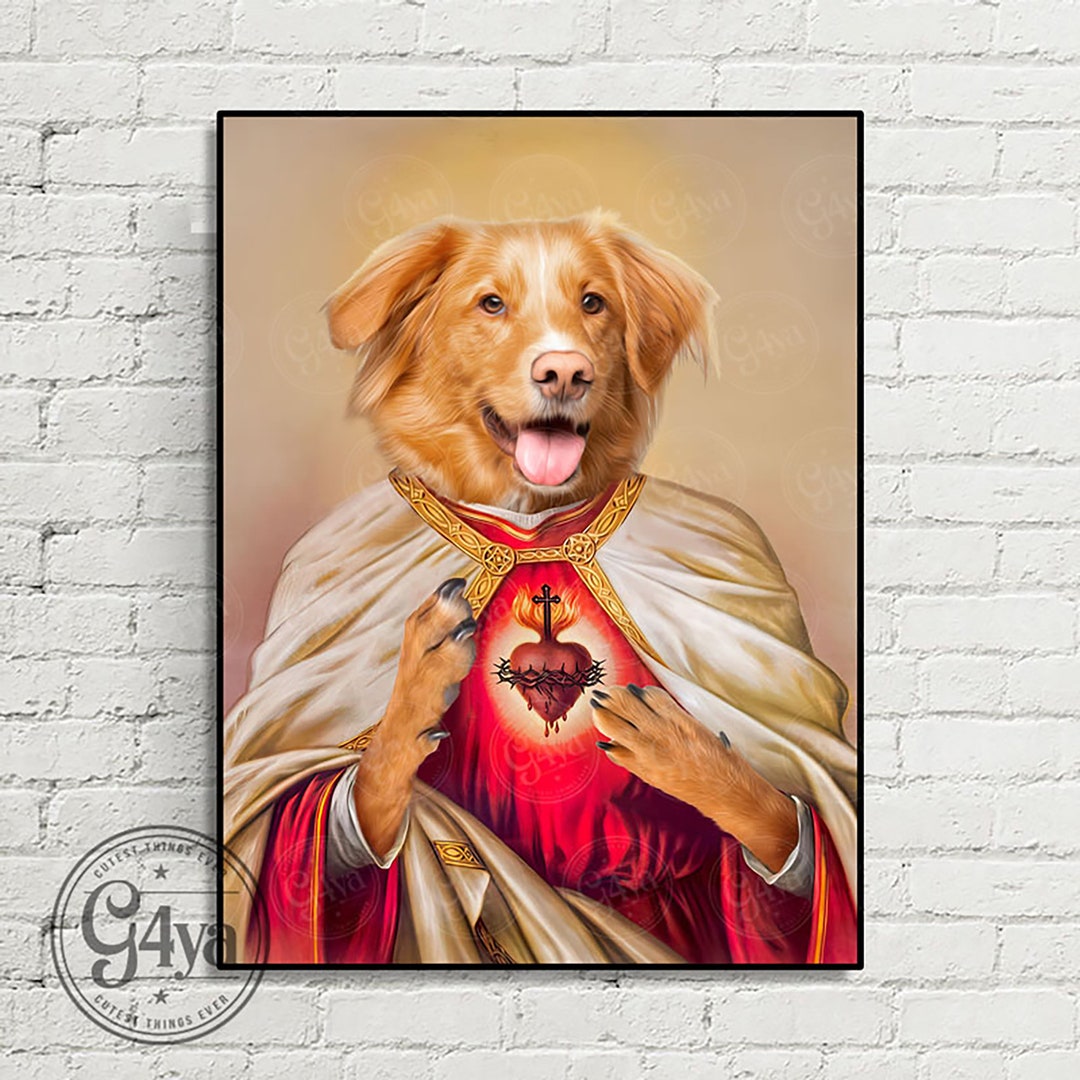 Custom Dog/cat Jesus Christ Digital File Portrait . Custom Catholic ...