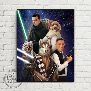 Custom 5 Dogs/cats/human Digital File Portrait . Custom Animal Portrait ...