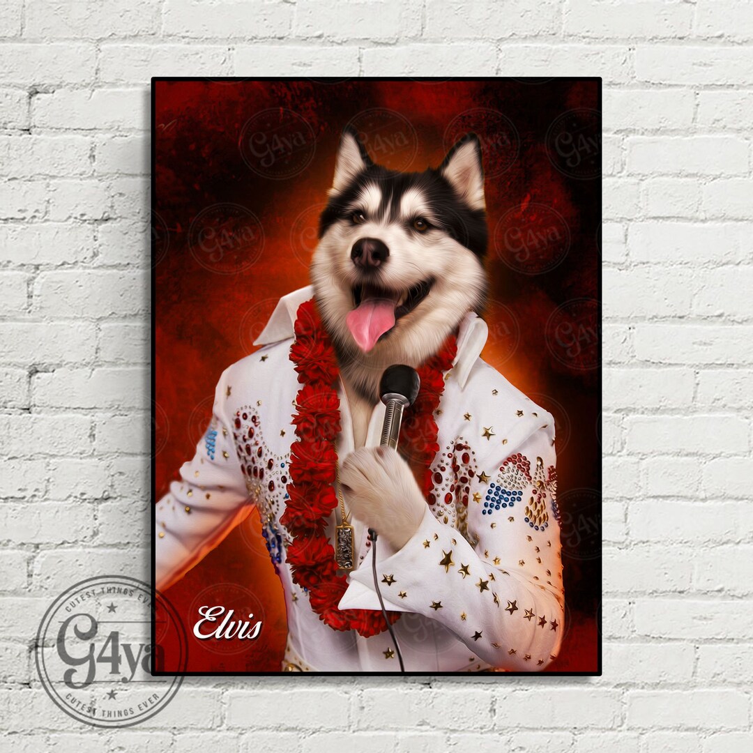 Custom Dog/cat/bunny Singer Digital File Portrait . the King of Rock 'N ...