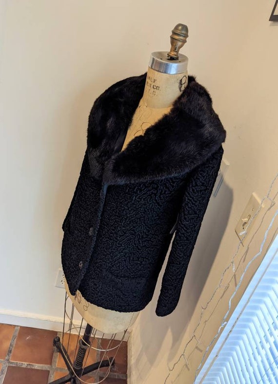 PERSIAN LAMB CARDIGAN, Vintage 60s Faux Fur Jacket, R… - Gem