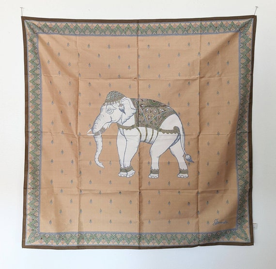THAI SILK ELEPHANT Vintage Block Print Thailand Souve… - Gem