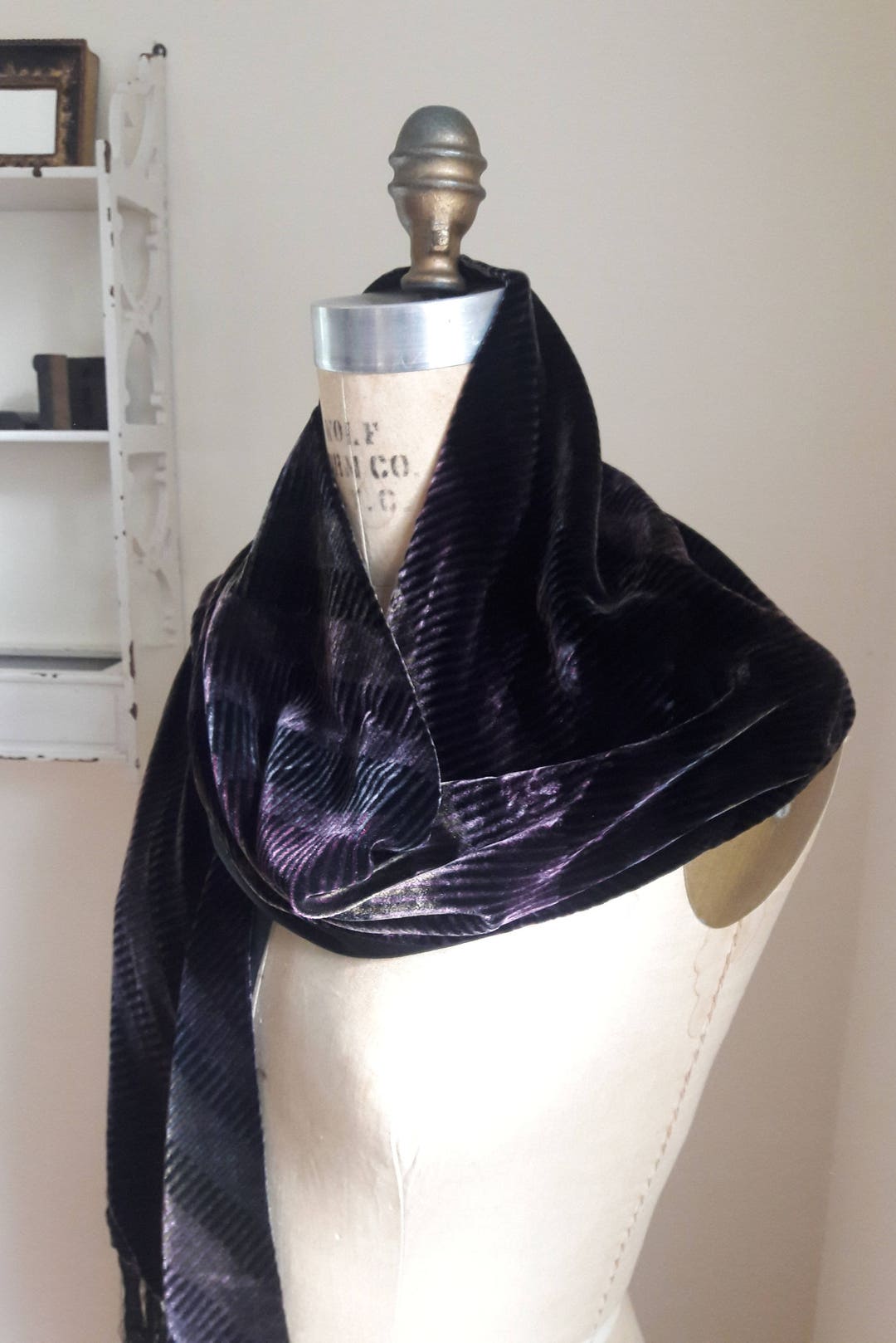 BELLEZA DE SEDA DE LUJO Vintage 90's Anne Klein Devore Terciopelo ...