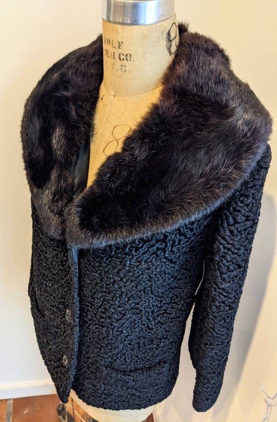 PERSIAN LAMB CARDIGAN, Vintage 60s Faux Fur Jacket, R… - Gem