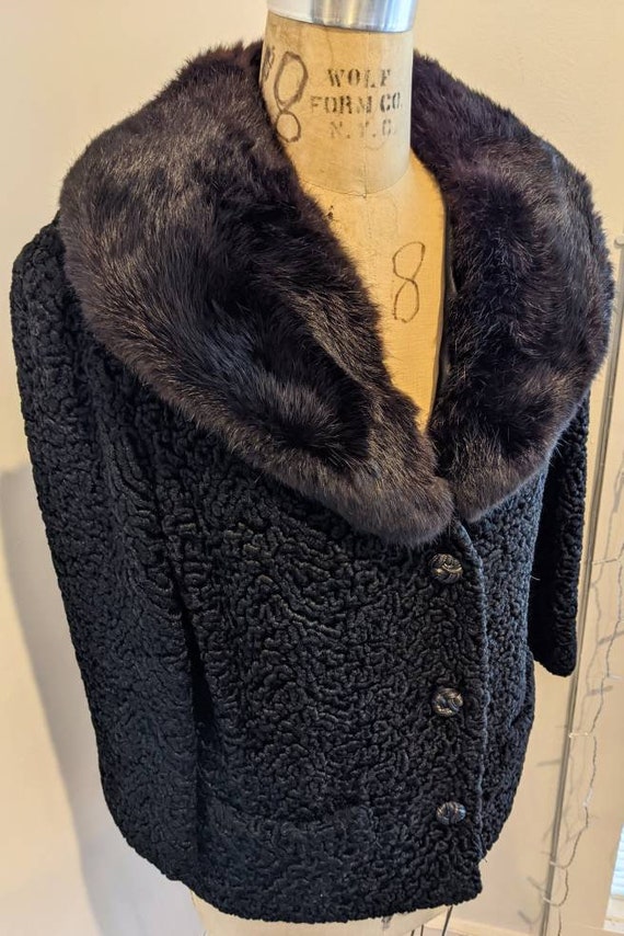 PERSIAN LAMB CARDIGAN, Vintage 60s Faux Fur Jacket, R… - Gem