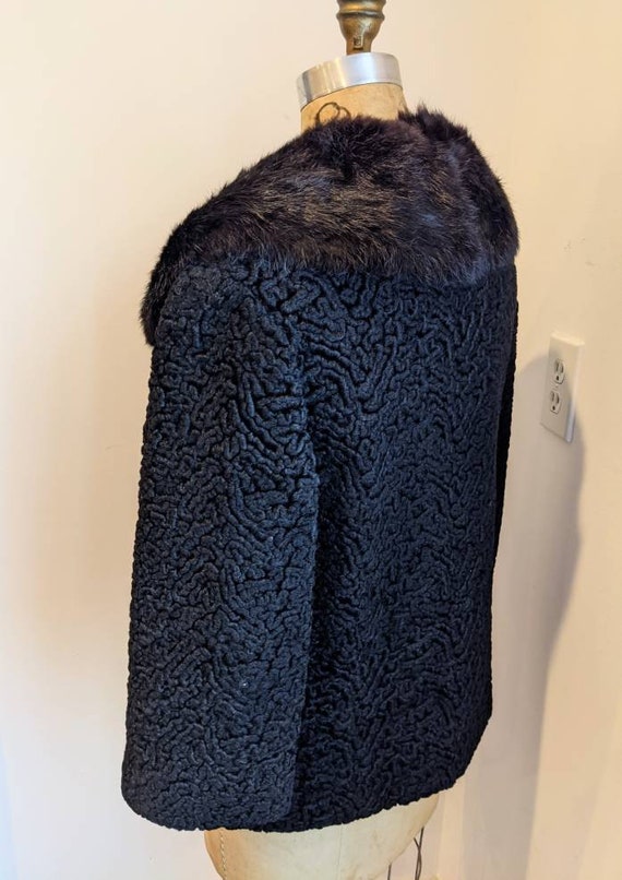 PERSIAN LAMB CARDIGAN, Vintage 60s Faux Fur Jacket, R… - Gem