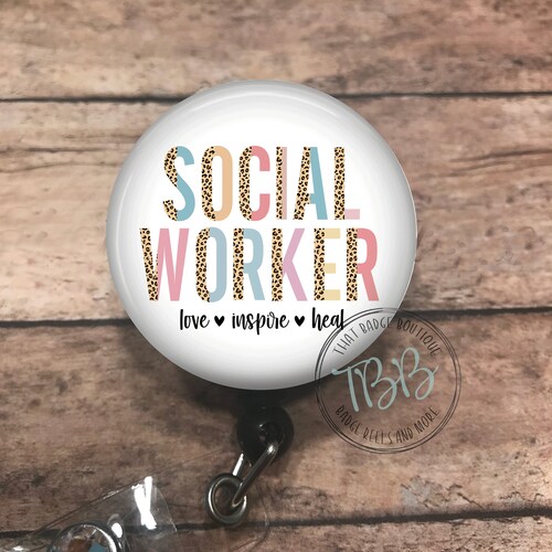 Social Worker Badge Reel Lanyard Stethoscope ID Tag - Etsy