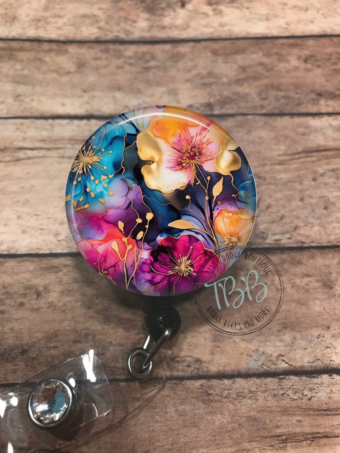 Vibrant Flowers Retractable Badge Reel - Badge Reel - Badge Clip ...