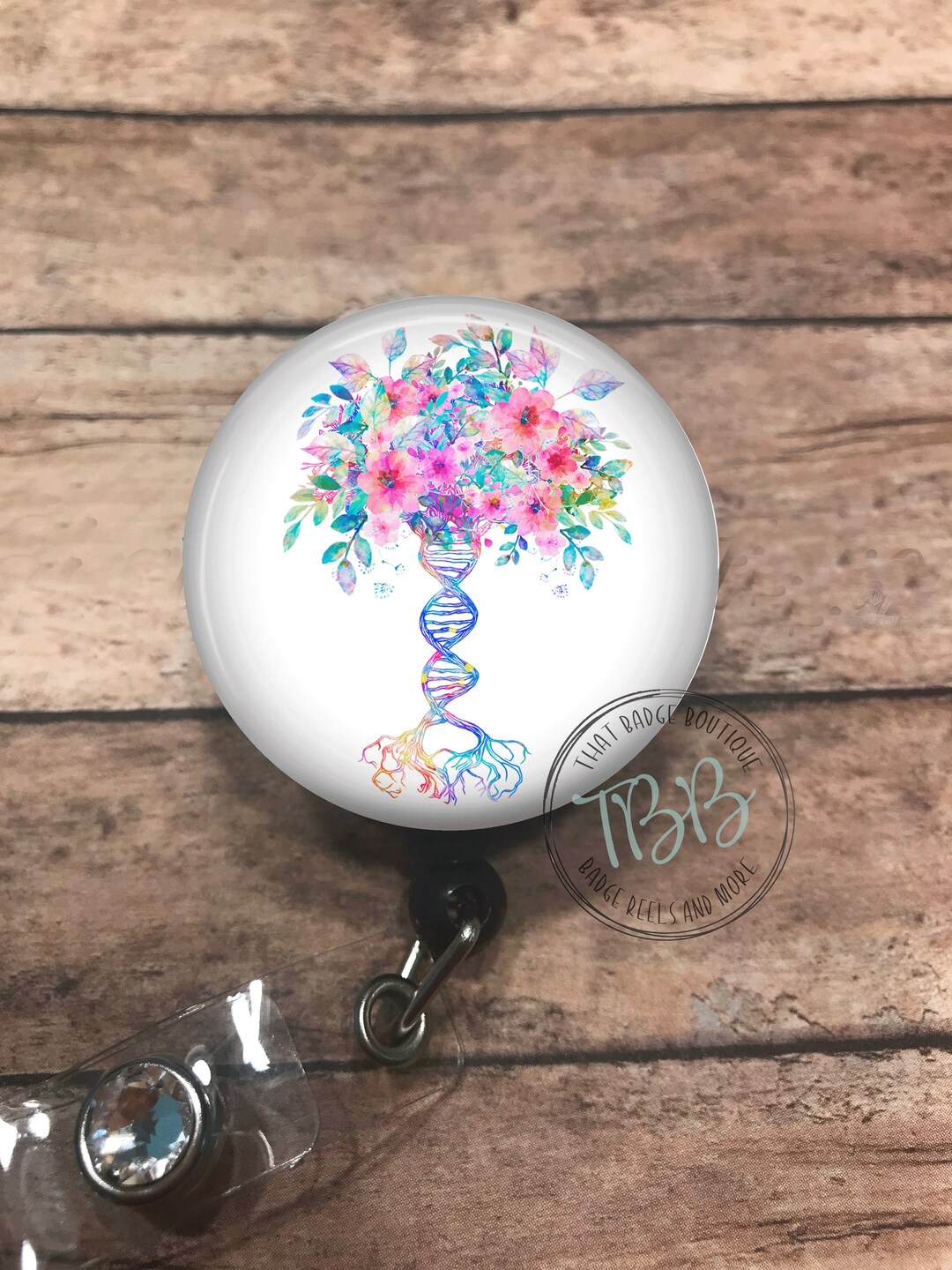 Floral DNA - Retractable Badge Reel - Badge Reel - Badge Clip - Lanyard ...