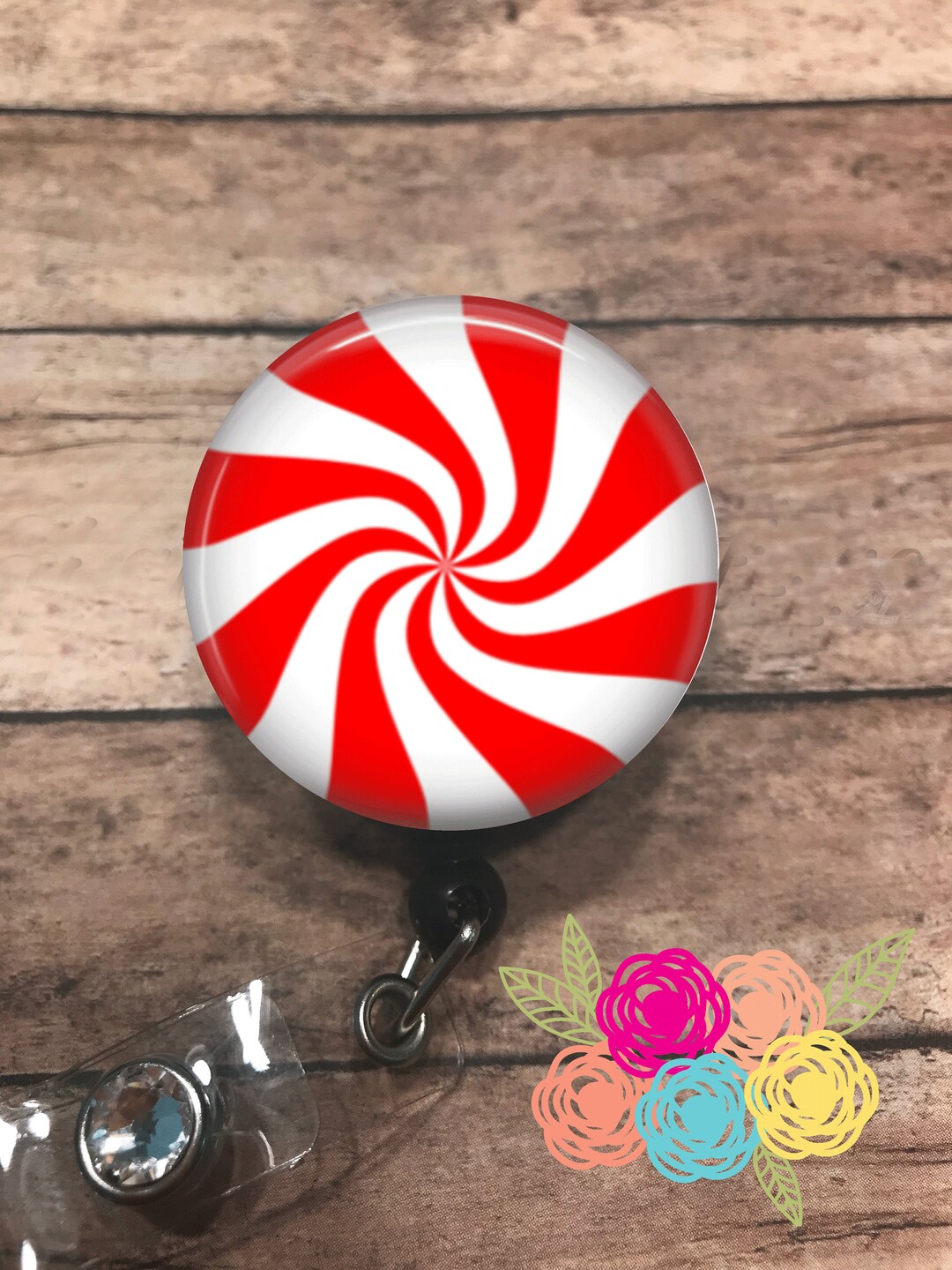 Candy Cane - Badge Reel - Retractable Badge Reel - Badge Clip - ID Card ...