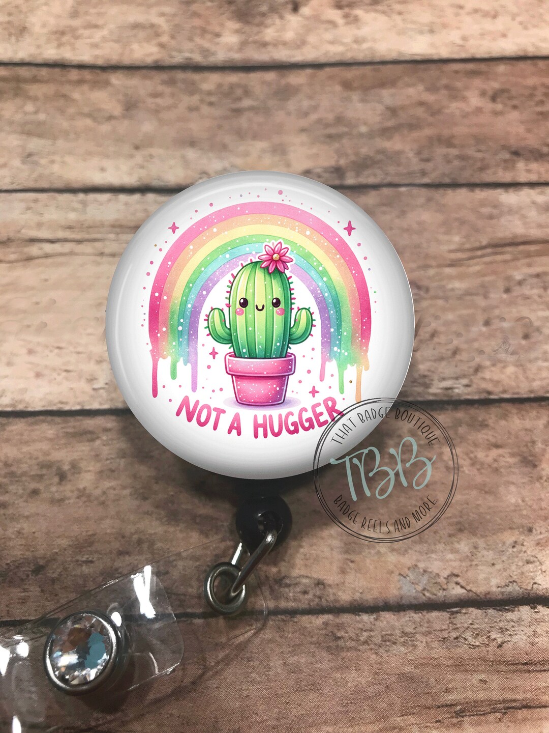 Cactus Not a Hugger - Badge Reel - Lanyard - Stethoscope ID Tag ...