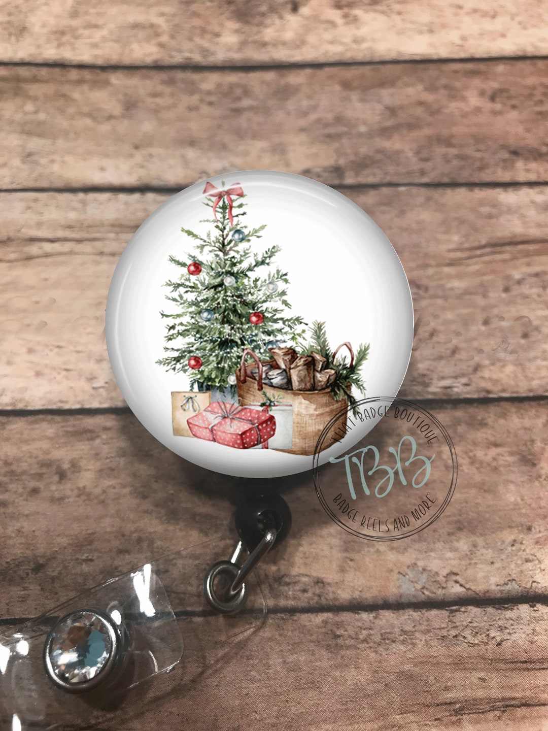Christmas Tree and Basket - Retractable Badge Reel - Badge Reel - Badge ...