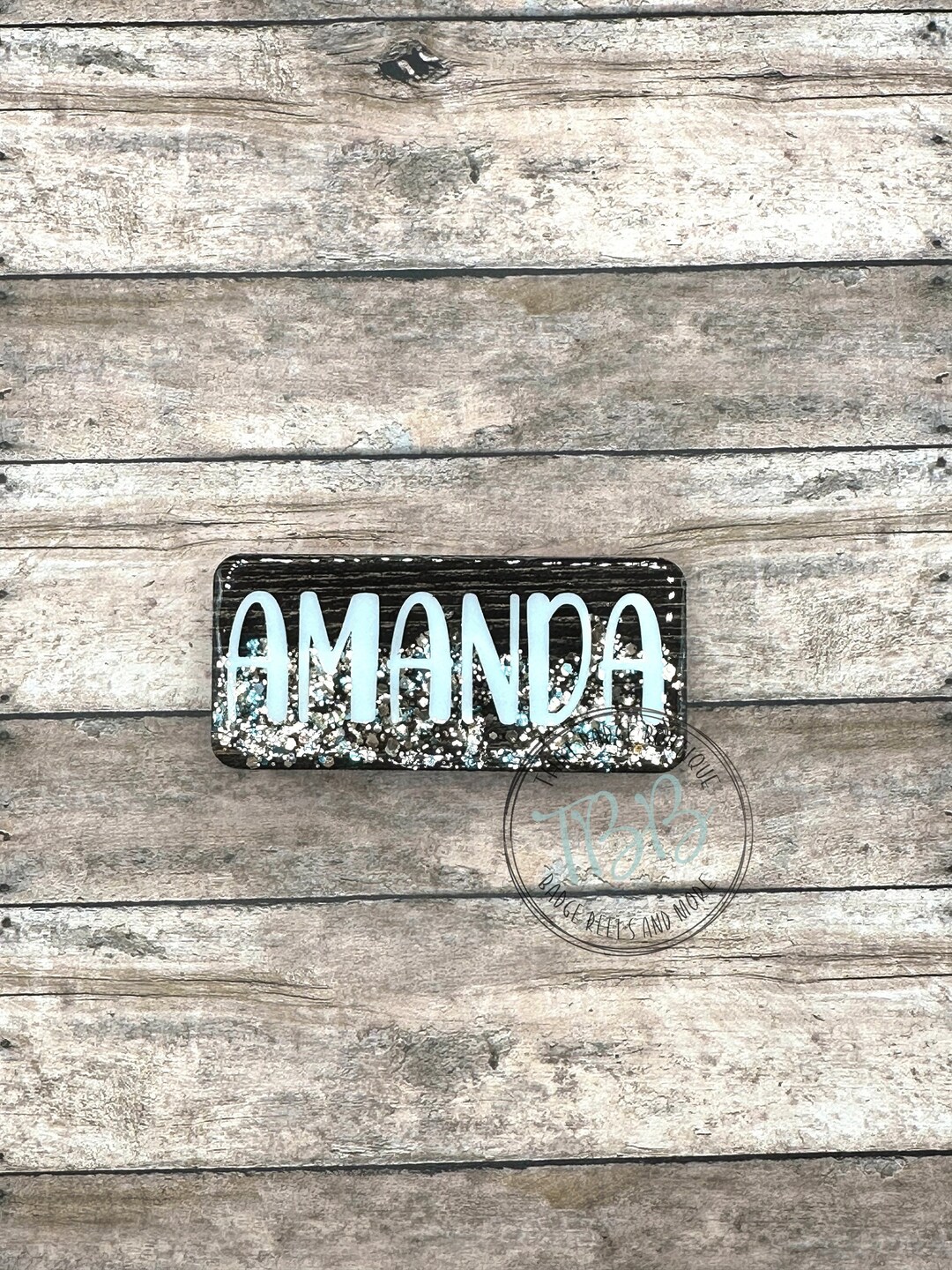 Glitter Woodgrain Nametag - Name Tag - Cute Name Tag - Woodgrain ...