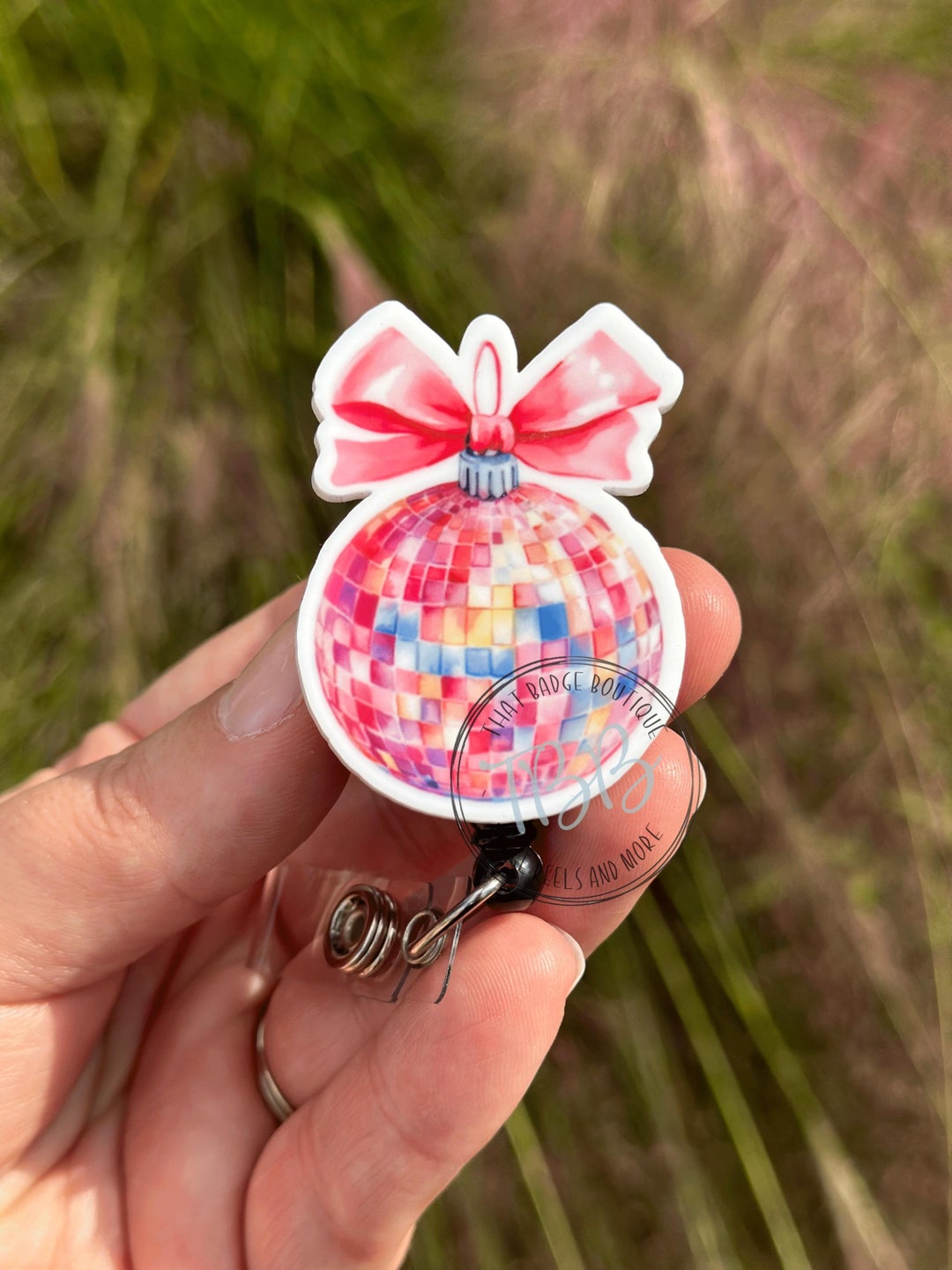 Acrylic Ornament Disco Ball Retractable Badge Reel Badge Reel Badge ...