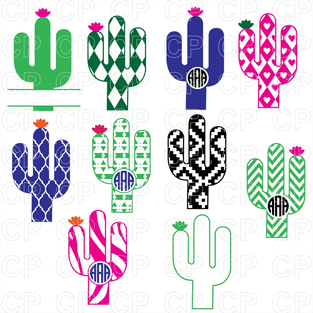 Cactus Monogram Bundle SVG, Cactus SVG, Monogram, Cactus Monogram ...