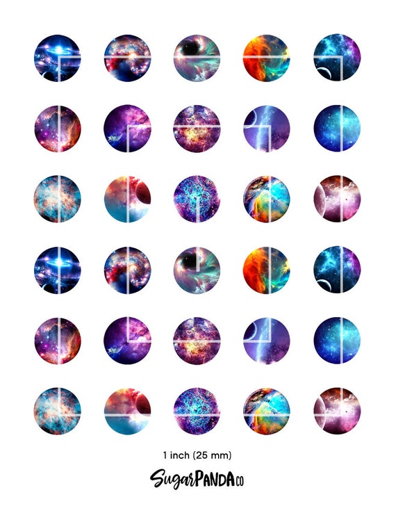 1 inch Galaxy Nebula Space 25mm Printable Square Cosmic Stars for ...