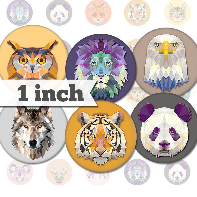 Animals 1 Inch 25mm Printable Circles INSTANT DIGITAL DOWNLOAD for ...