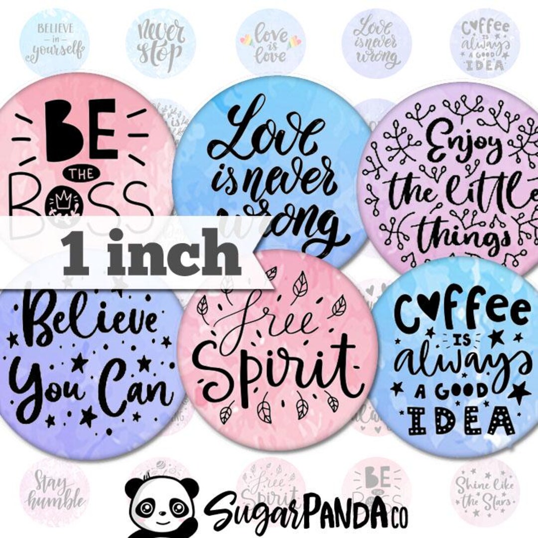 Inspirational Words 1 Inch Circles: Printable Collage Sheet (digital ...