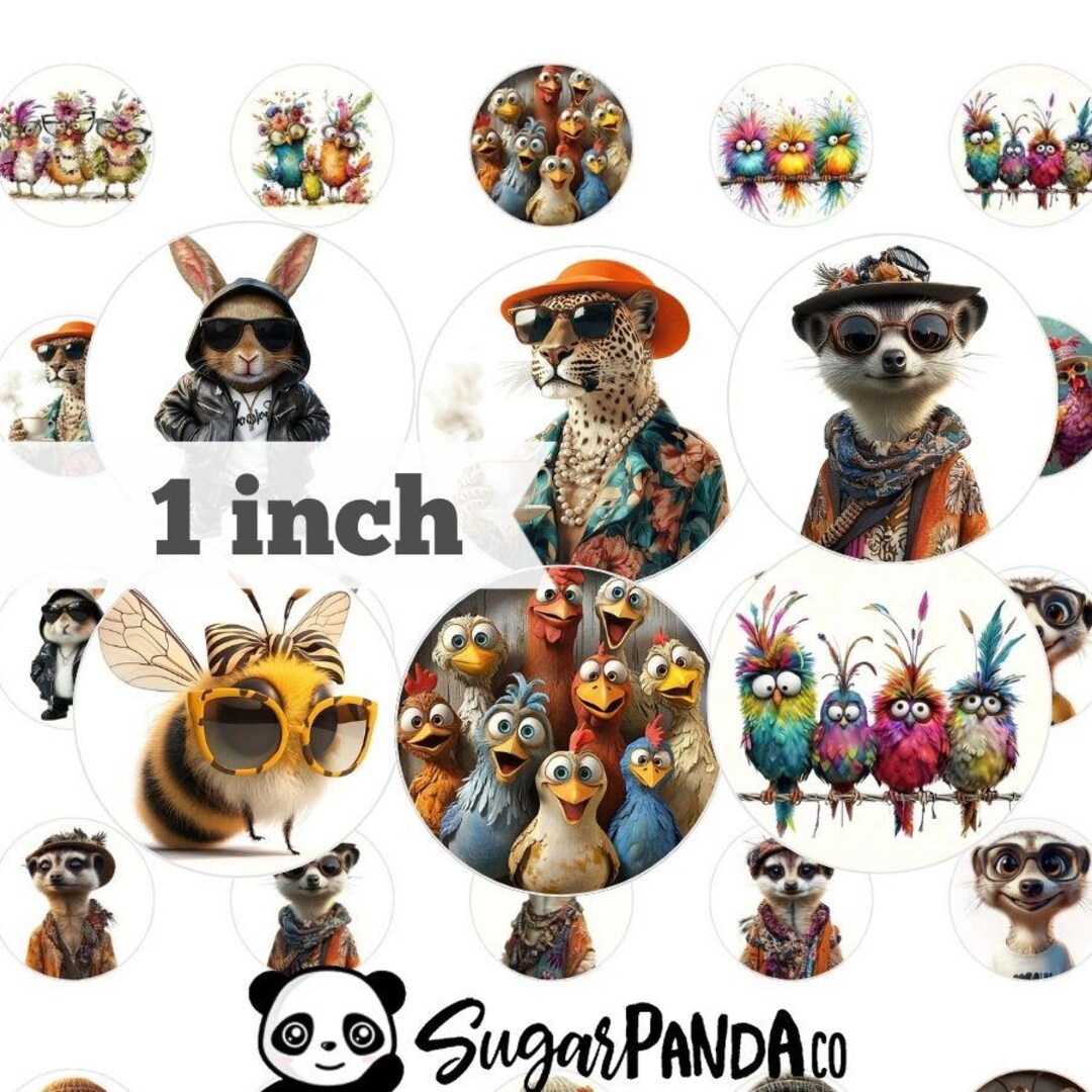 Funny Animals Vol.2 BCI. Bottle Cap Images. Printable 1 Inch Round ...