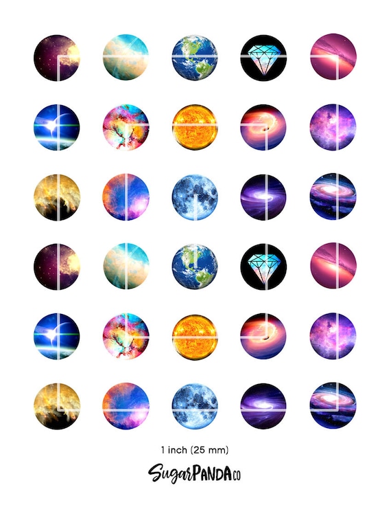 1 inch Galaxy Nebula Space 25mm Printable Square Cosmic Stars for ...