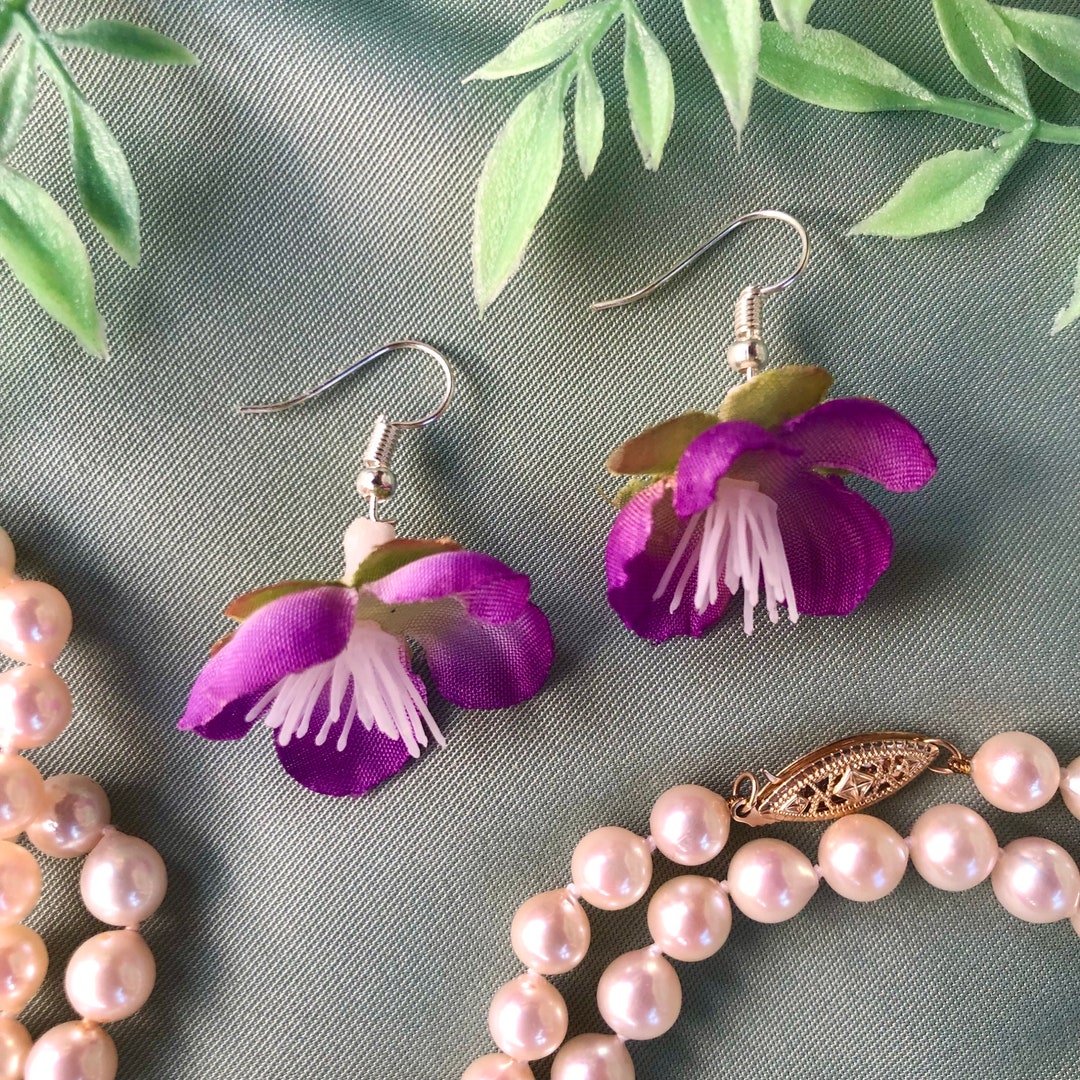 The Meg Purple Petal Blossom Flower Dangle Earrings - Etsy