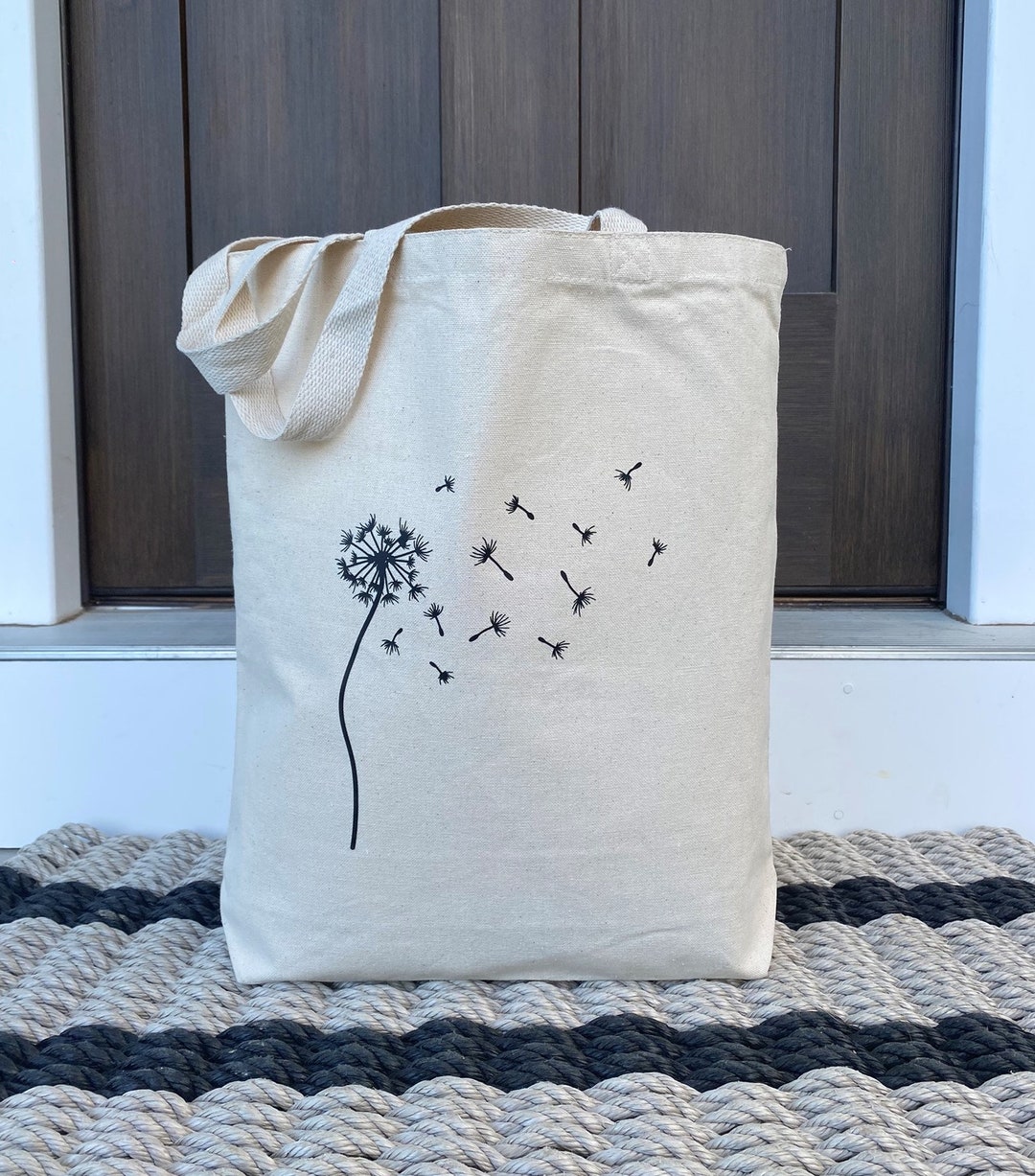 MINIMALIST DANDELION WISH Tote Bag | Minimalist Floral Tote | Dandelion ...