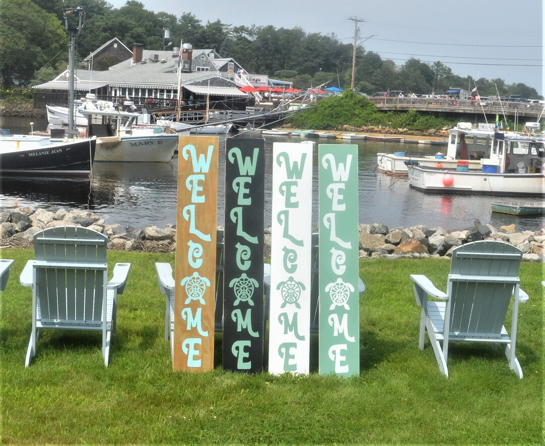 SEA TURTLE WELCOME Sign, 5 Foot Tall Beach House Welcome Sign, Porch ...