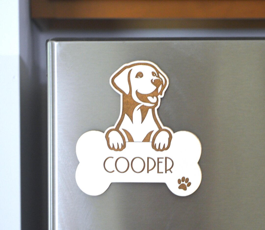 Personalized Dog Fridge Magnet: Laser Engraved Bone, 150+ Breeds - Etsy
