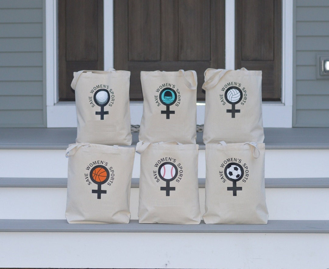 SAVE WOMEN'S SPORTS Canvas Tote Bag, Protect Women's Rights, Play Like ...