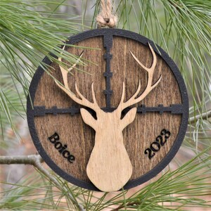 Personalized Hunting Christmas Ornament With Deer and Crosshairs ...