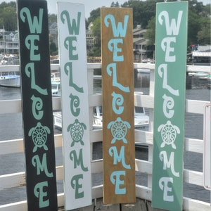 SEA TURTLE WELCOME Sign, 5 Foot Tall Beach House Welcome Sign, Porch ...