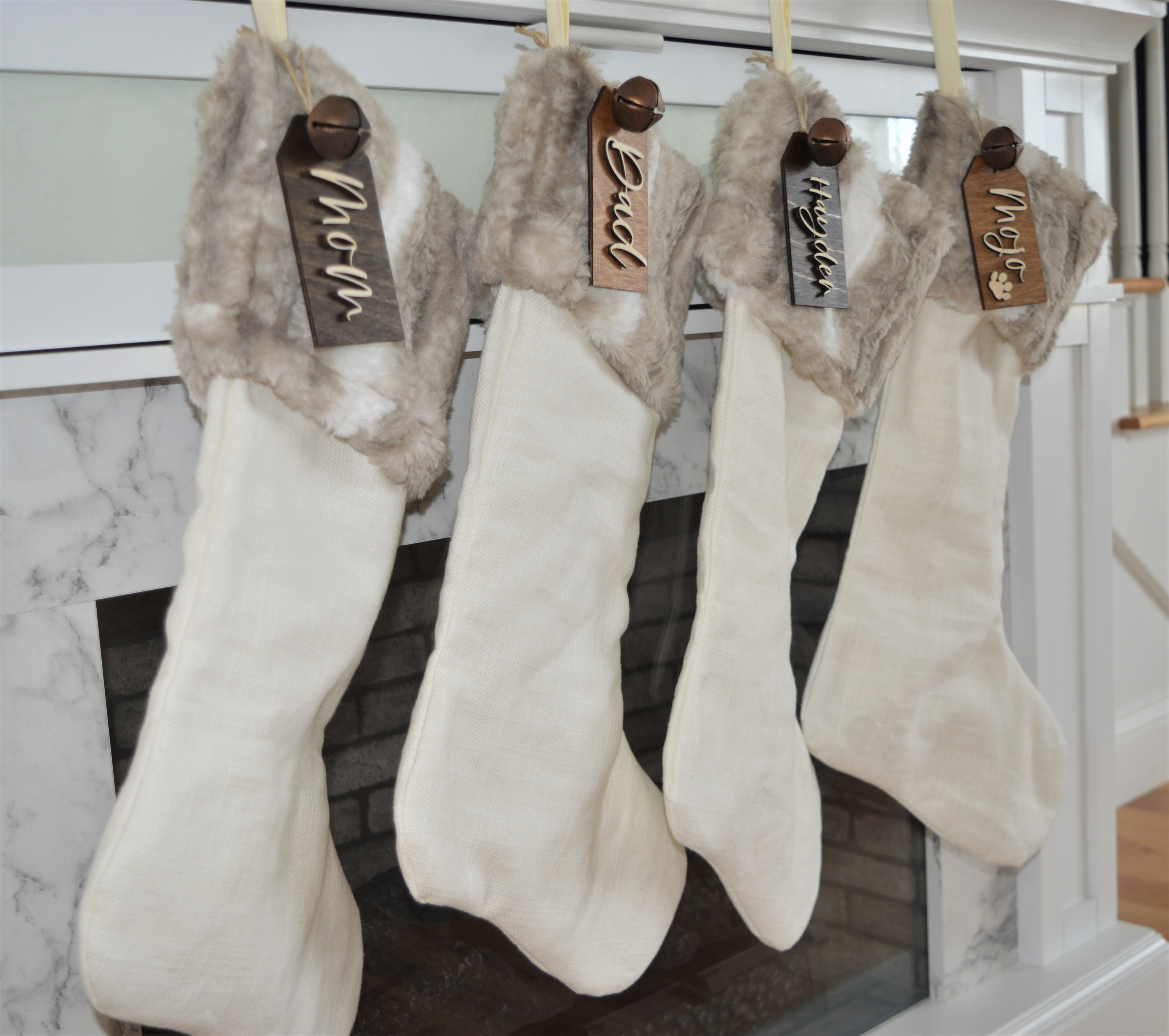 Personalized WHITE WOLF Christmas Stocking Handmade 18 - Etsy