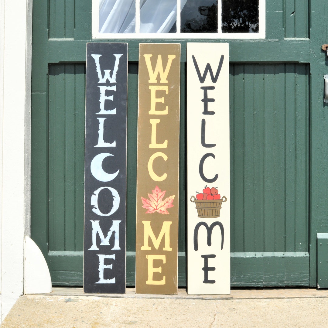 FALL WELCOME SIGN, 5 Ft Tall Farmhouse Welcome Sign, Maple Leaf Wood ...