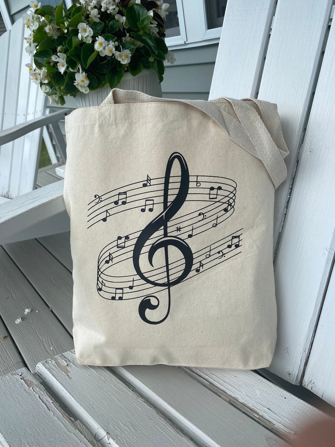 Treble Clef Musical Notes Tote Bag: Sheet Music Canvas Accessory for ...