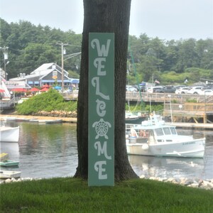 SEA TURTLE WELCOME Sign, 5 Foot Tall Beach House Welcome Sign, Porch ...