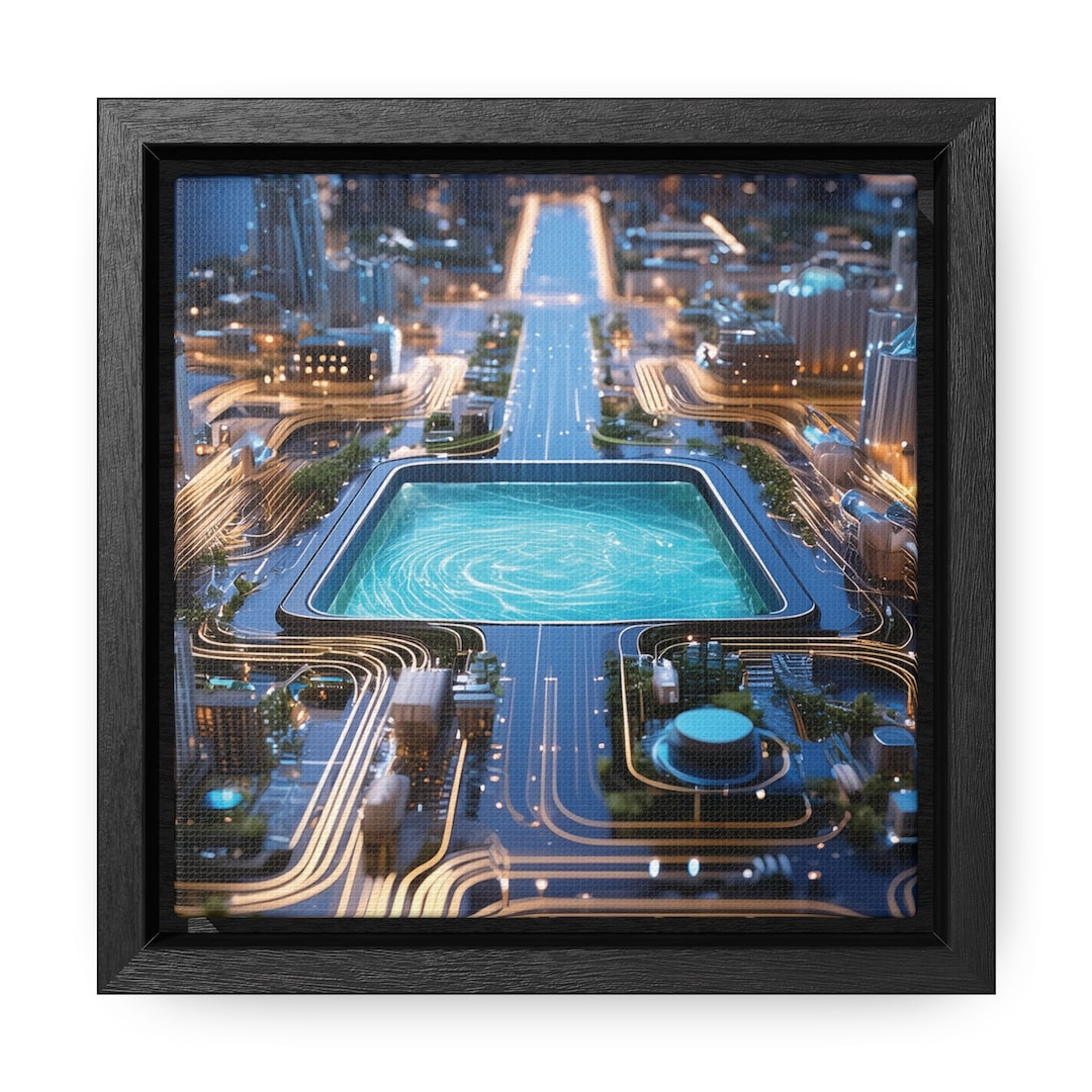 Motherboard Circuit Cityscape, CPU City Canvas Wall Art, Modern Tech ...
