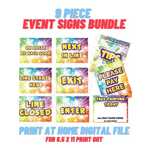 Basic Event Signs Bundle digital File - Etsy
