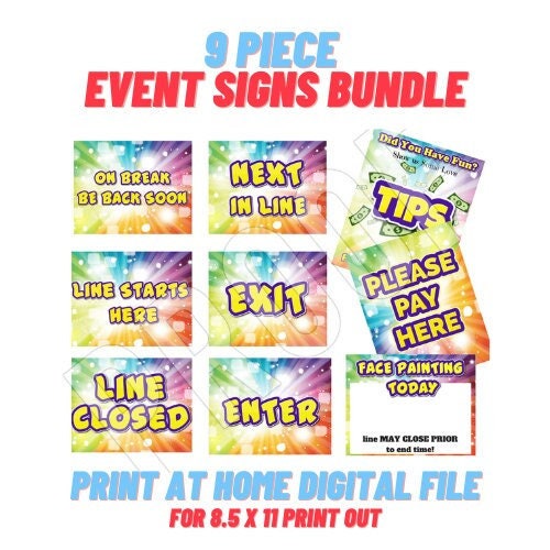 Basic Event Signs Bundle (digital File) - Etsy