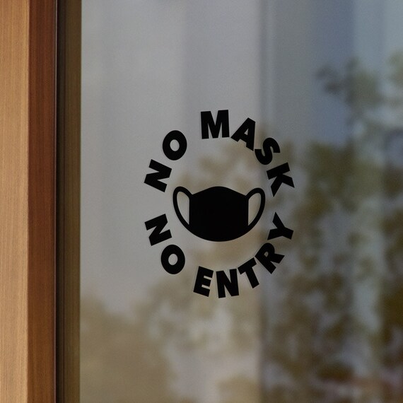 No Mask No Entry Sticker Glossy Waterproof Vinyl Cafe | Etsy