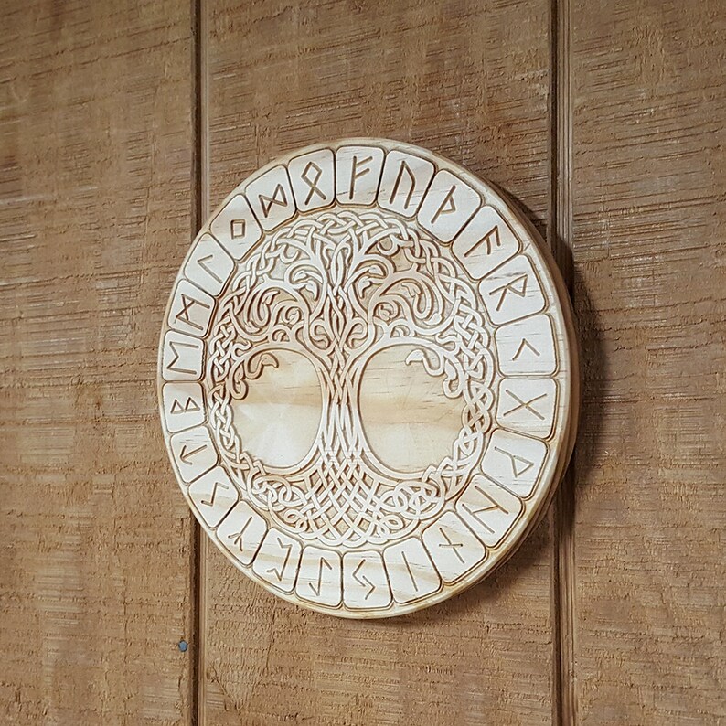 Norse Elder Futhark Runes with Tree of Life Wall Art 9 Inch | Etsy