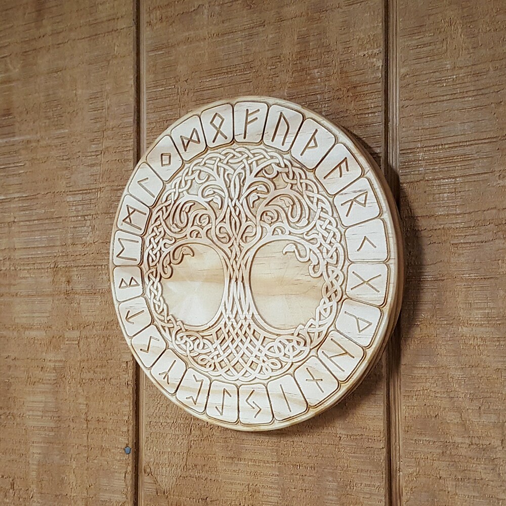 Norse Elder Futhark Runes with Tree of Life Wall Art 9 Inch | Etsy