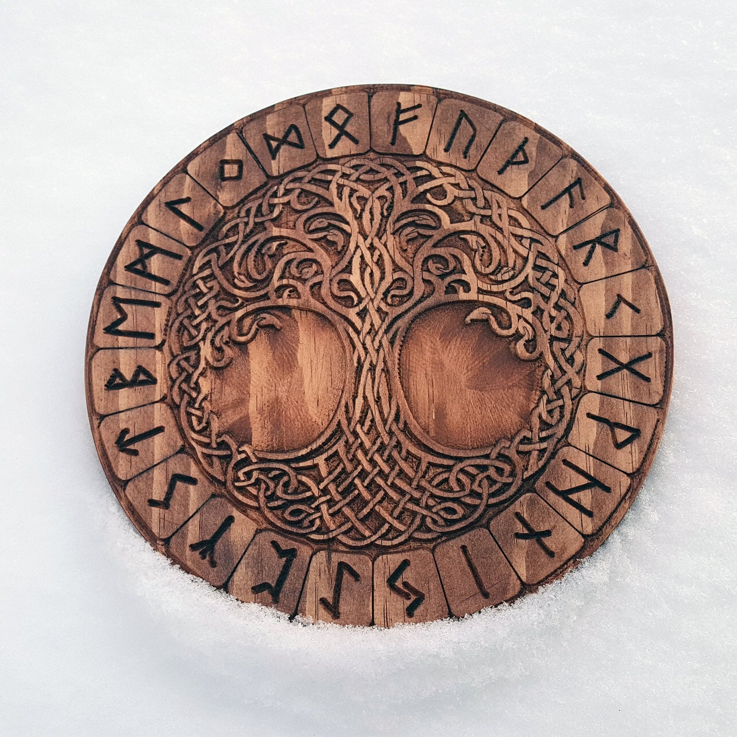 Norse Elder Futhark Runes With Tree of Life Wall Art 9 Inch Diameter - Etsy