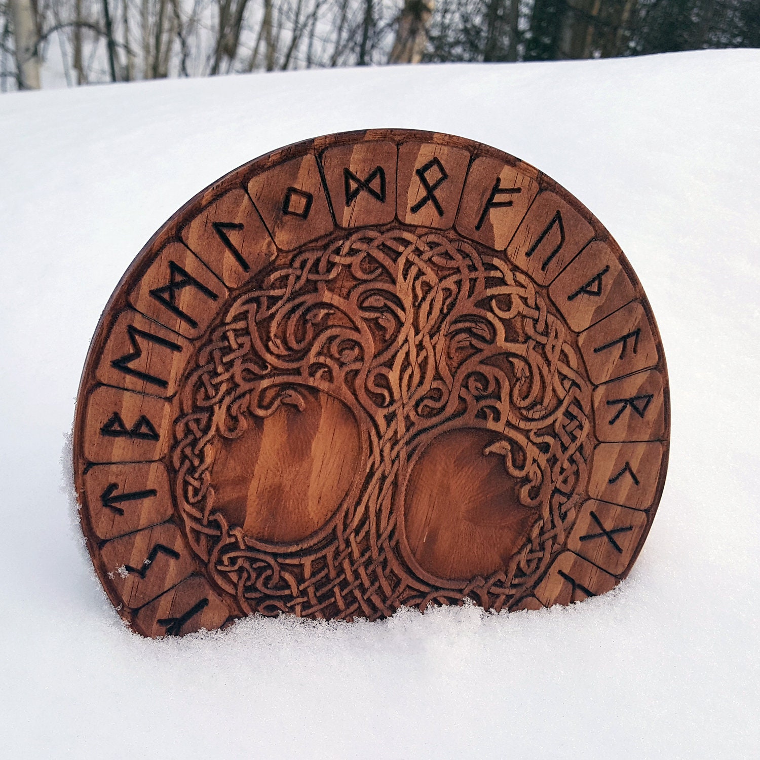 Norse Elder Futhark Runes With Tree of Life Wall Art 9 Inch Diameter - Etsy