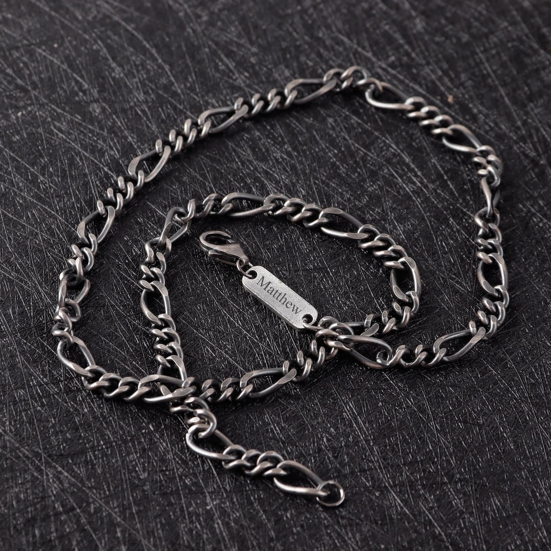 Sterling Silver Figaro Curb Chain Personalized, Men Woman Necklace - Etsy