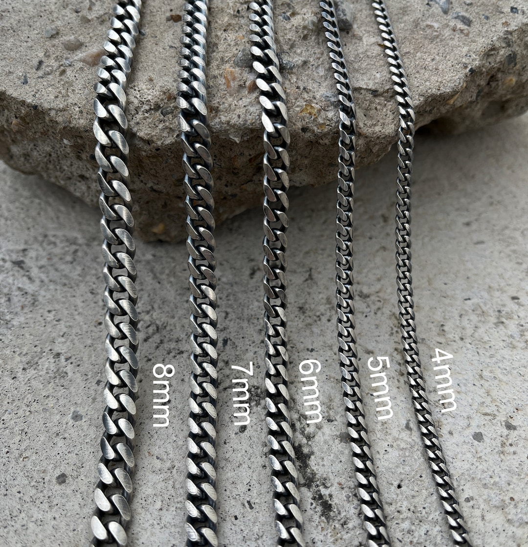 925 Sterling Silver Cuban Chain, Silver Curb Chain, Cuban Link Chain ...