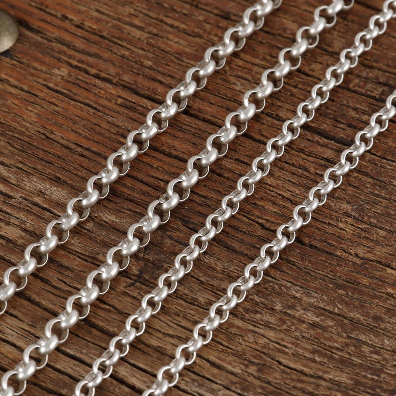 925 Silver Rolo Chain Necklace, Belcher Chain for Pendant Spring Clasp ...