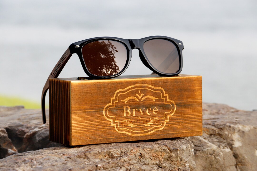 Personalized Groomsman Sunglasses Engraved Wood Sunglasses Custom ...