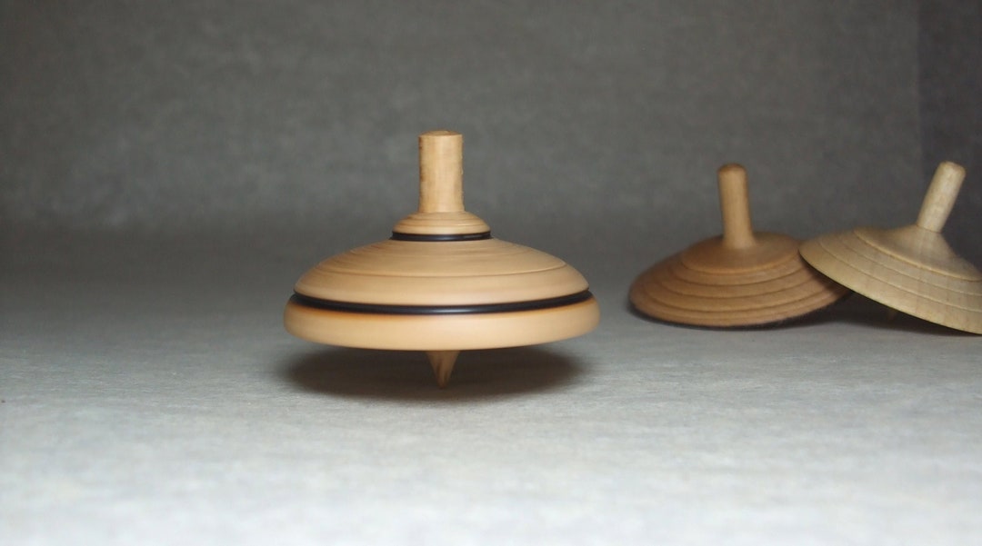 Three Beech and Maple Wood Spinning Tops, Manual Woodturning - Etsy